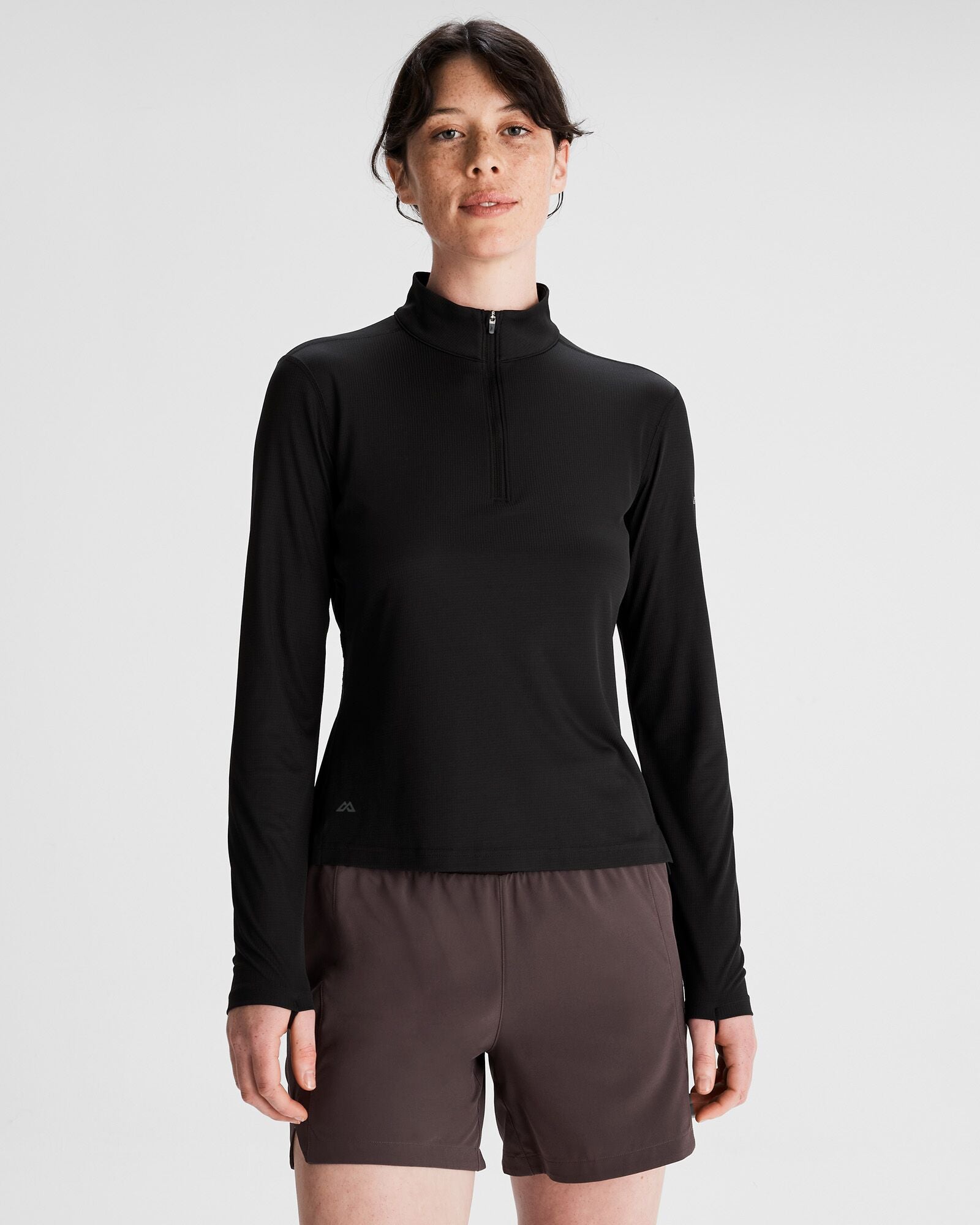 Women's Seeker Quarter Zip Top - Black Stingray – Kathmandu NZ