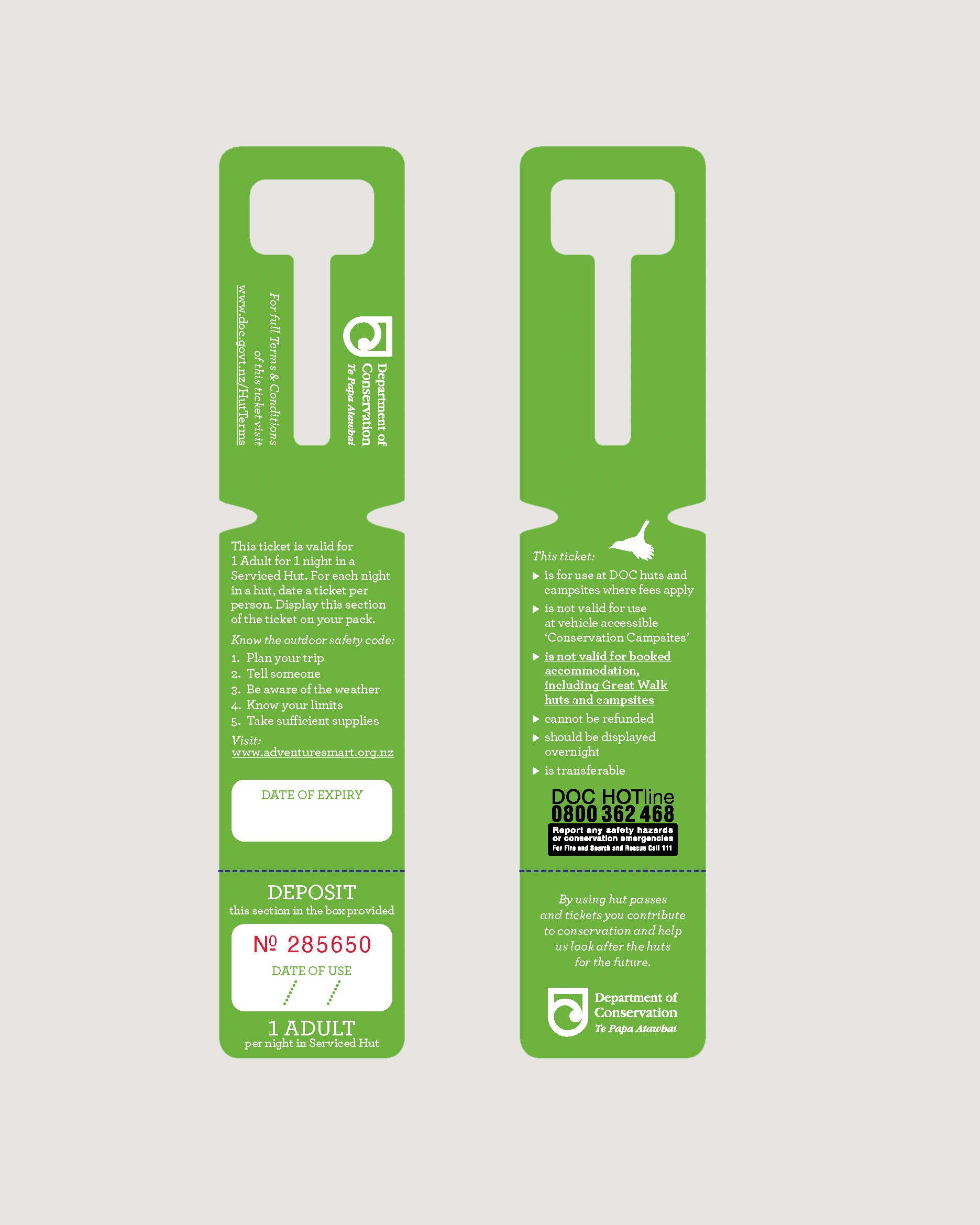 DOC Hut Ticket - Serviced - Green – Kathmandu NZ