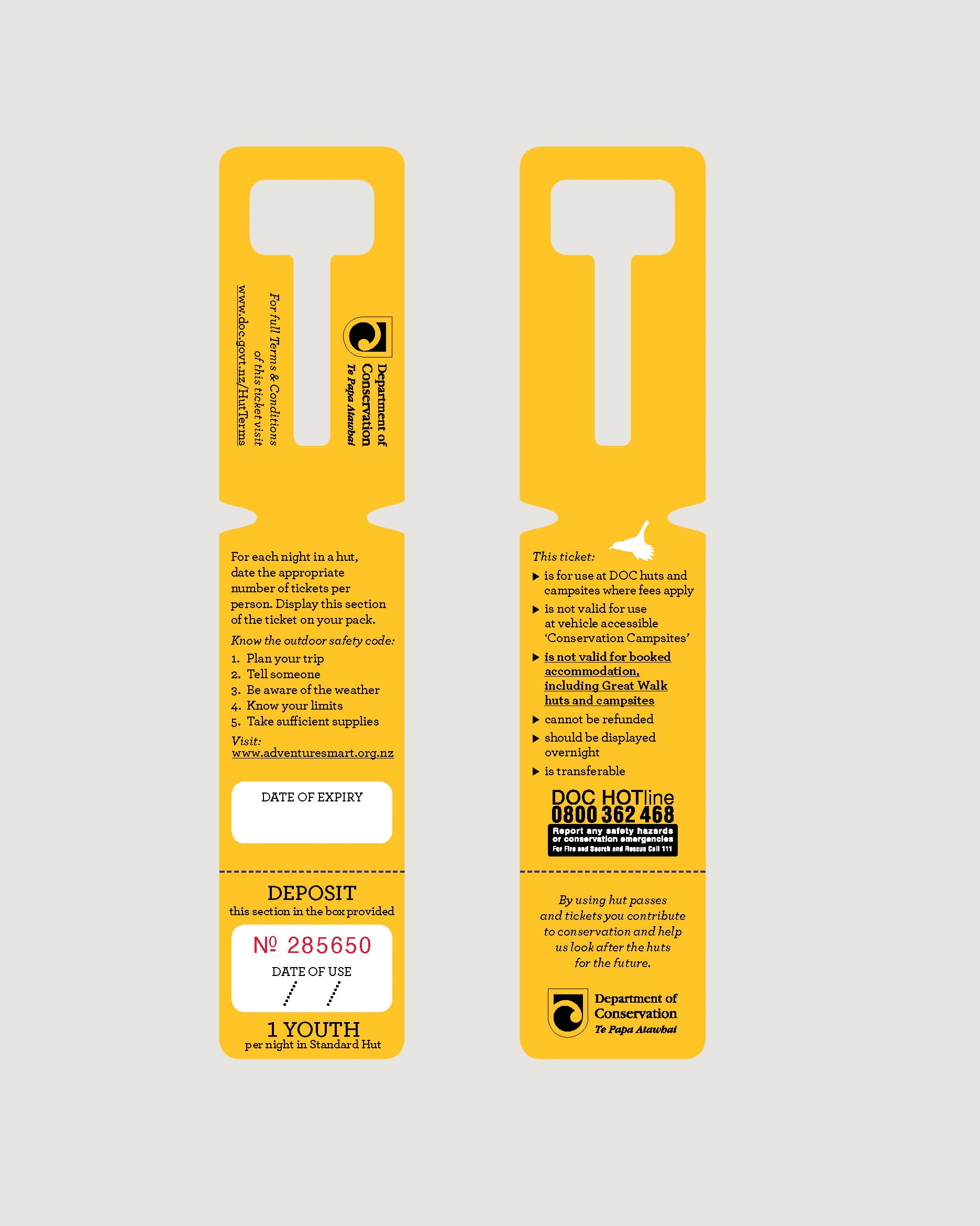 DOC Hut Ticket - Youth - Yellow – Kathmandu NZ