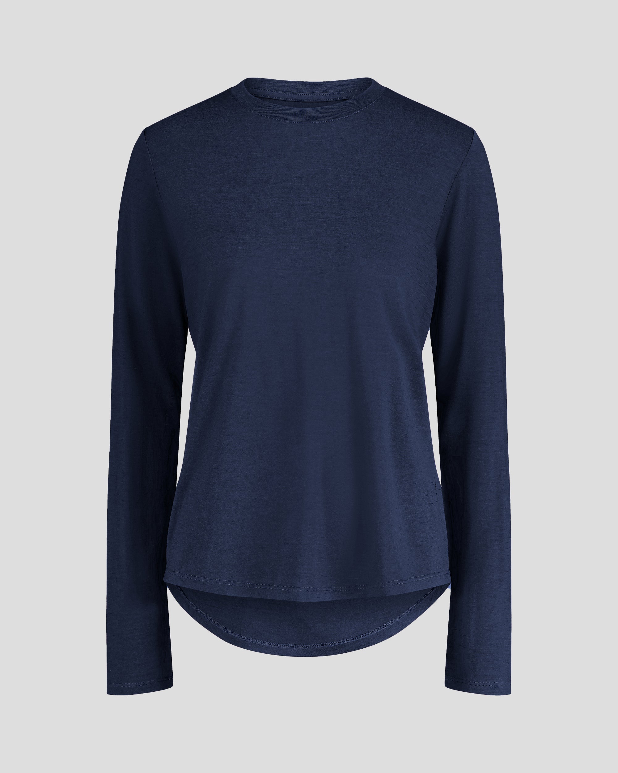 Women's 100% Merino Long Sleeve Crew Top - Midnight Navy Marle ...