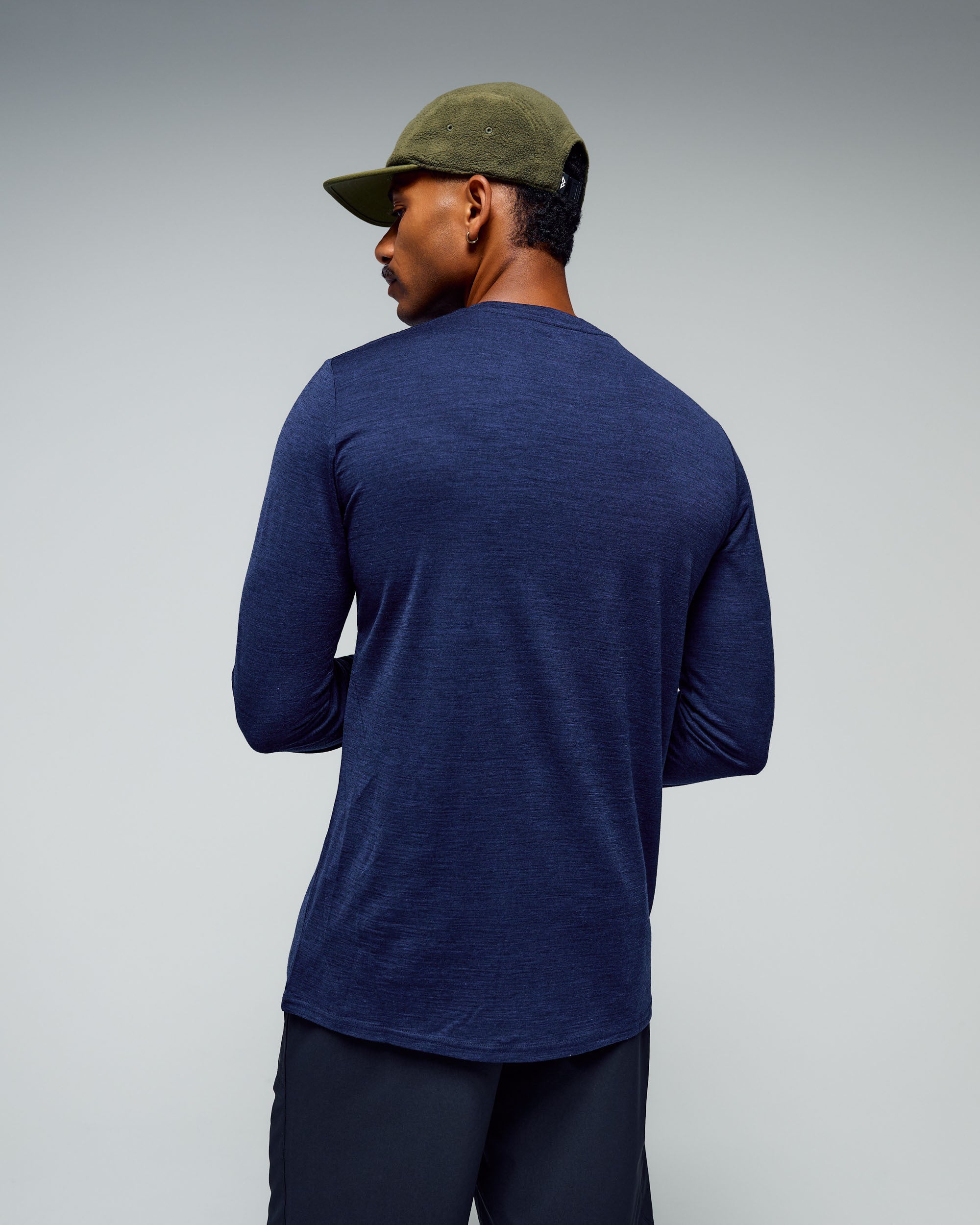 Men's 100% Merino Long Sleeve Crew Top - Midnight Navy Marle – Kathmandu NZ