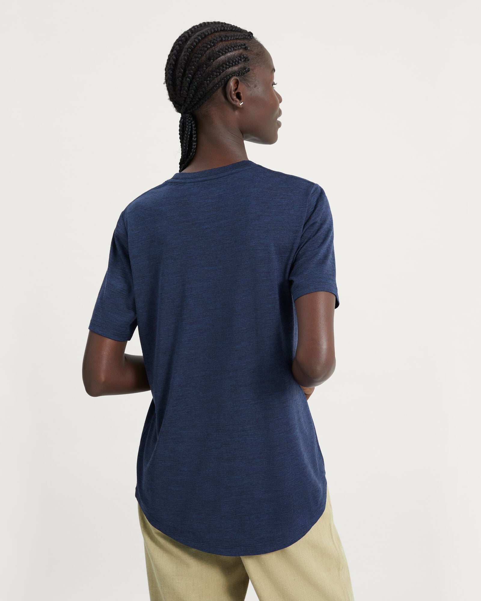 Women's 100% Merino Short Sleeve Crew Top - Midnight Navy Marle ...