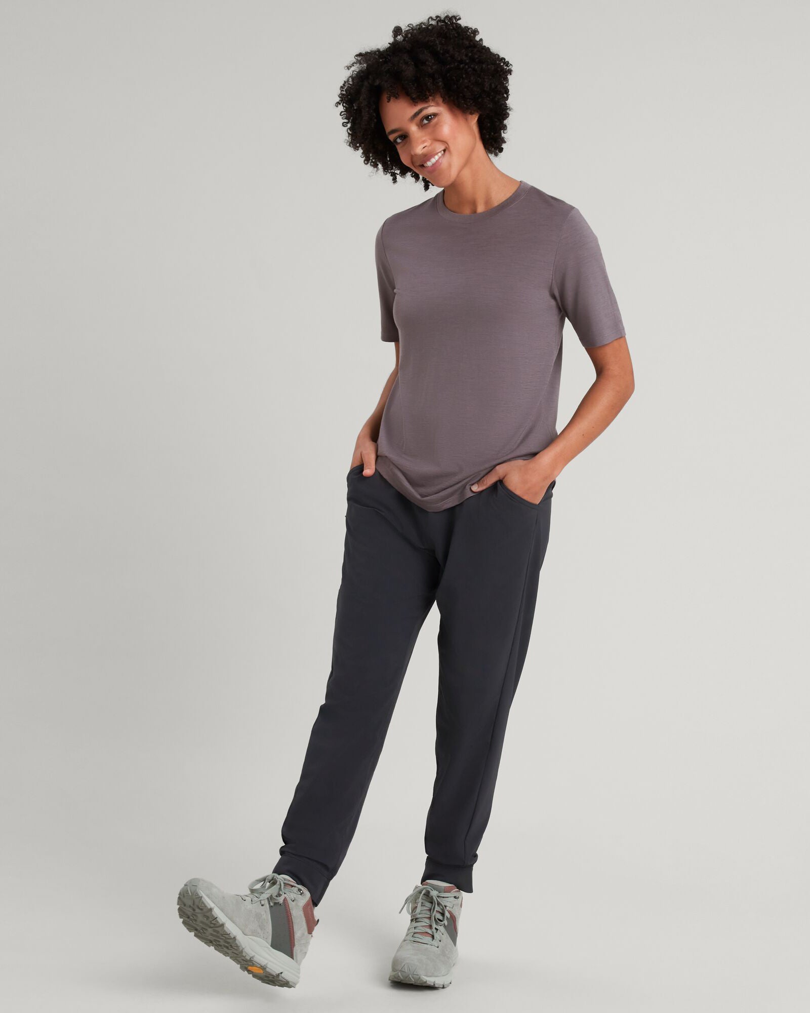 Women's 100% Merino Short Sleeve Crew Top - Light Quartz – Kathmandu NZ