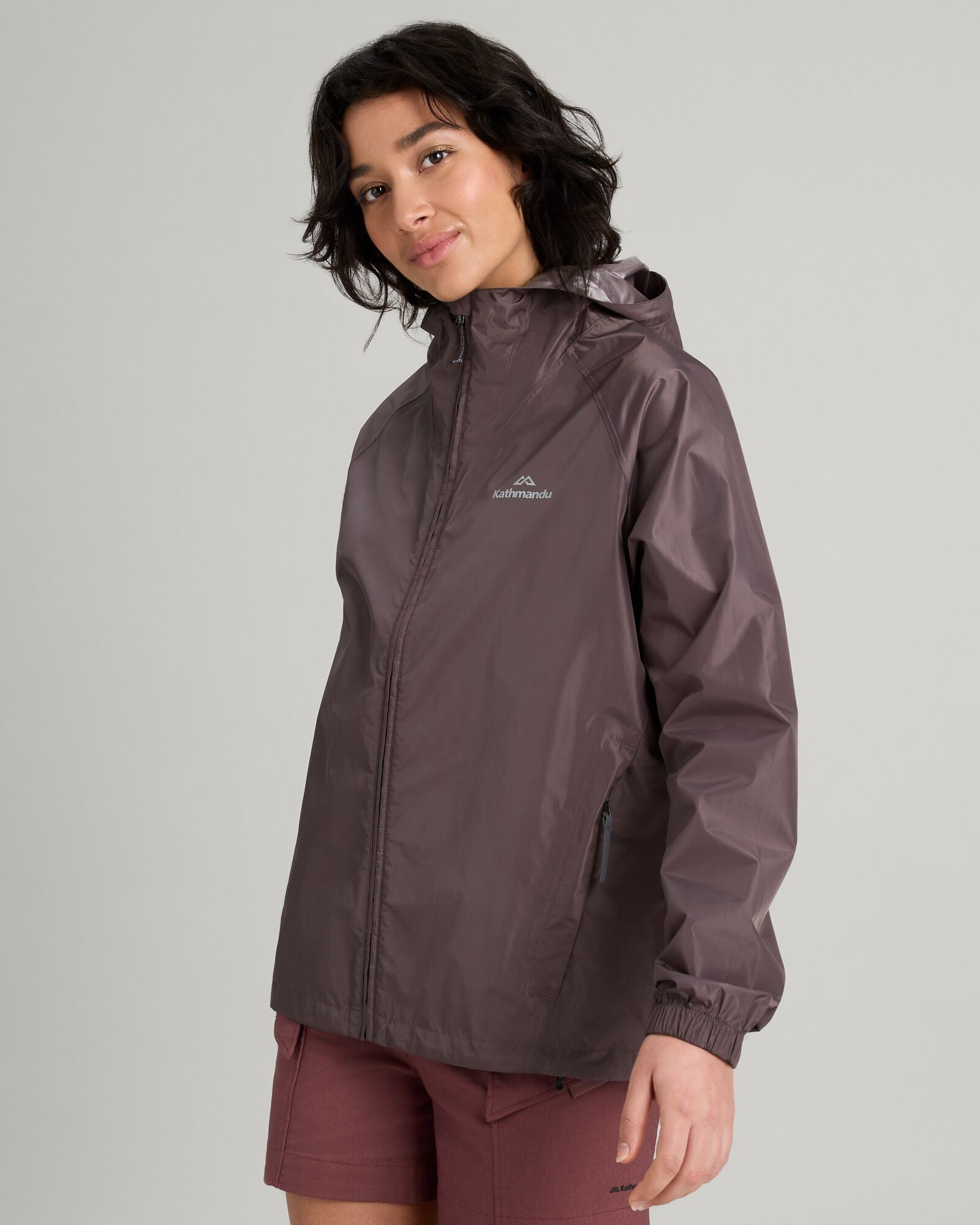 Women's Pocket-it 2-layer Rain Jacket - Light Quartz – Kathmandu NZ