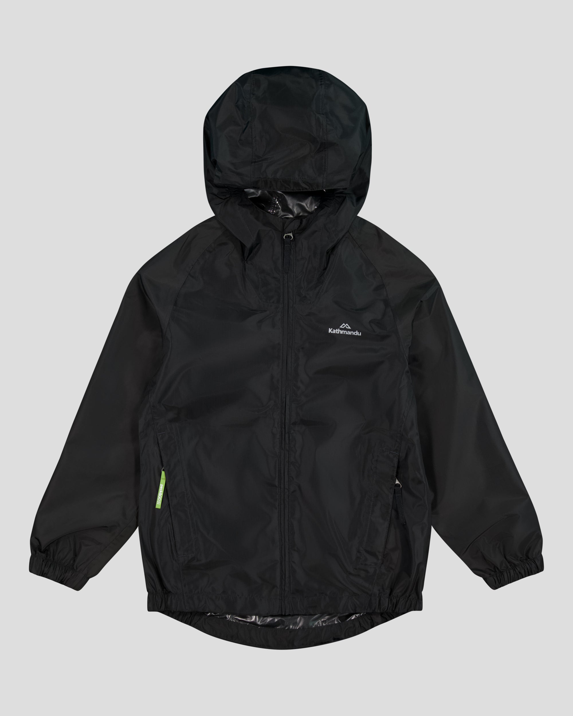 Kids' Pocket-it 2L Rain Jacket v4 - Black – Kathmandu NZ
