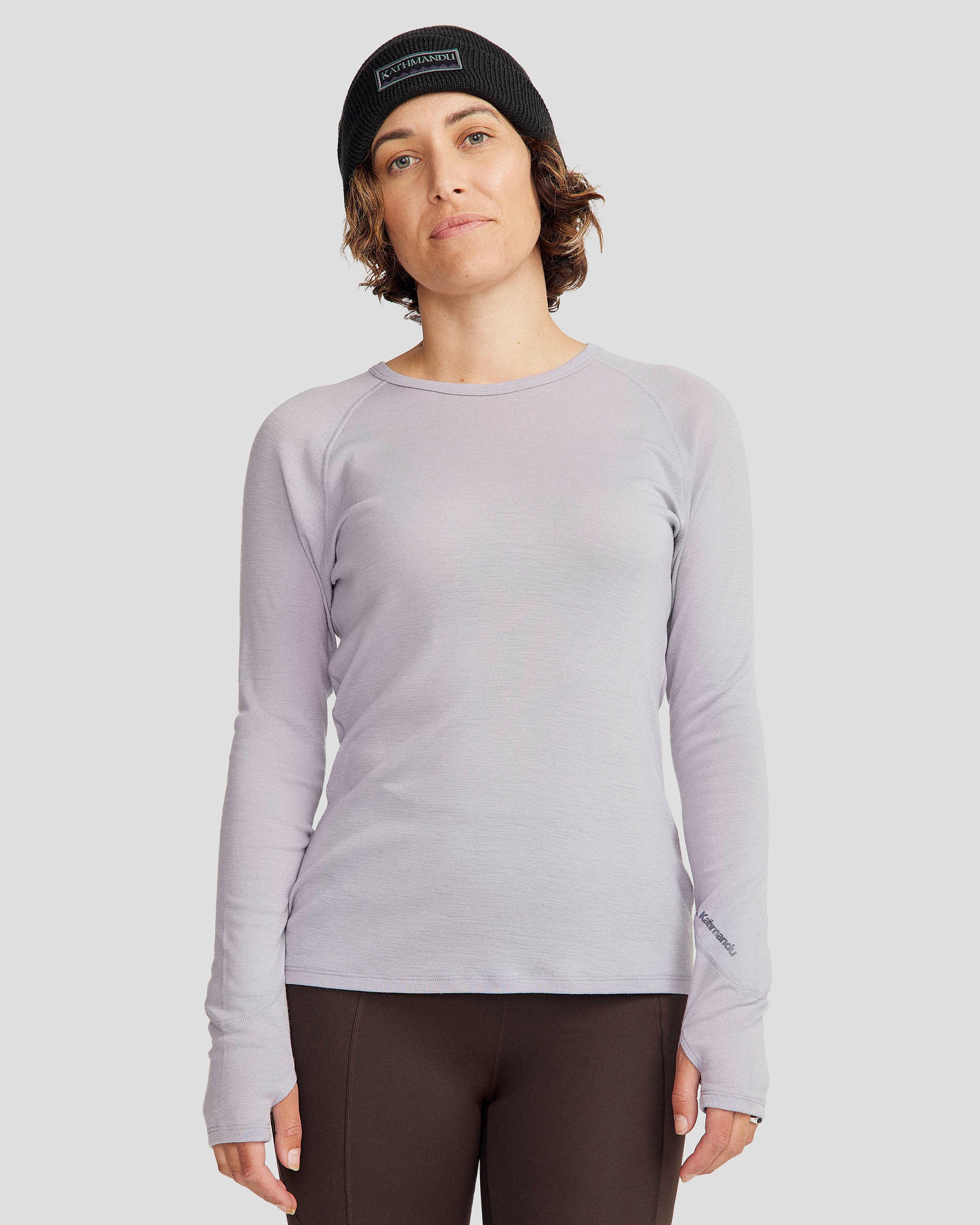Women's KMDMerino Baselayer Long Sleeve Top - Light Haze – Kathmandu NZ