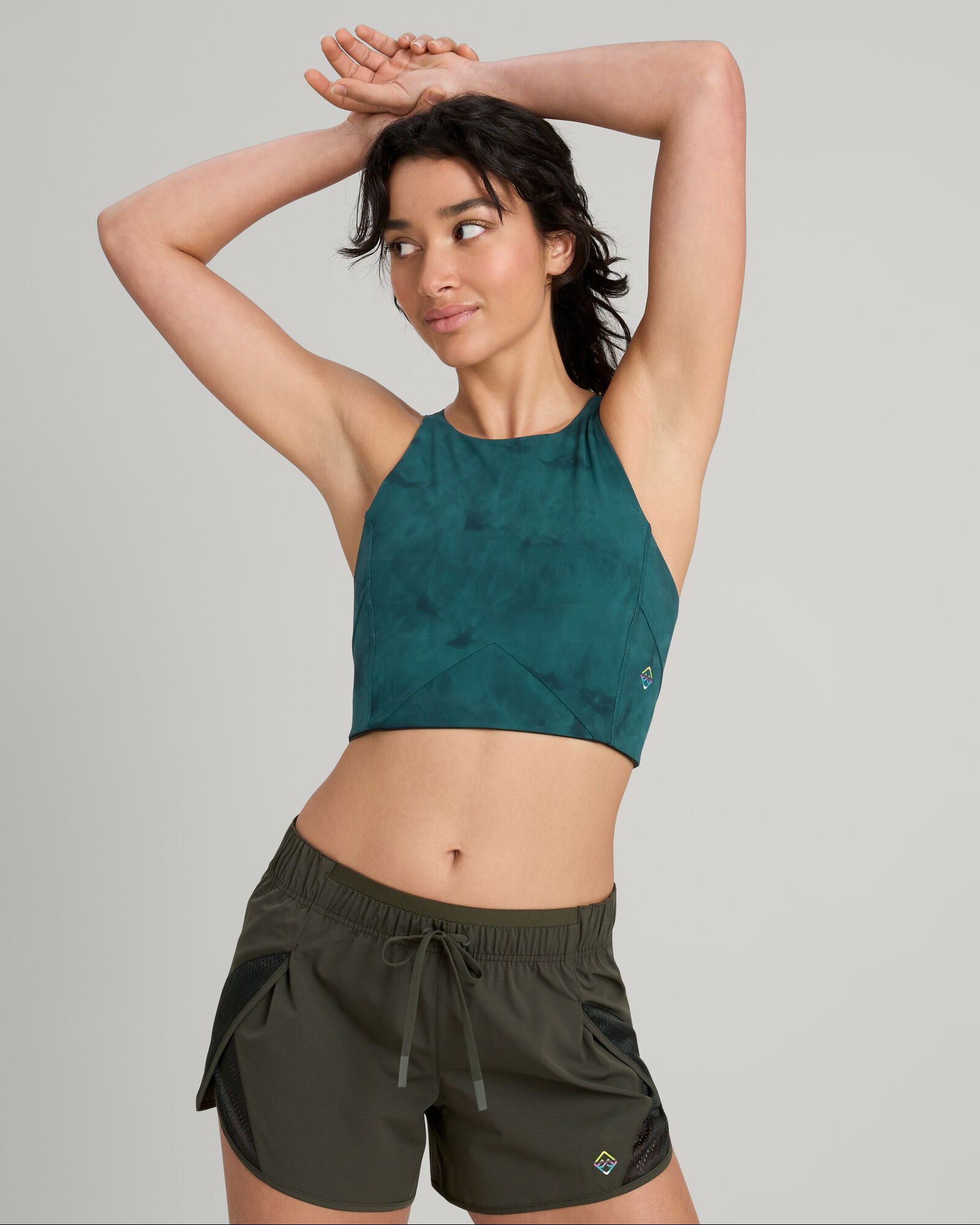 WELL.DER.NESS Move Women's Crop Top - Deep Lagoon Sunburst Print ...