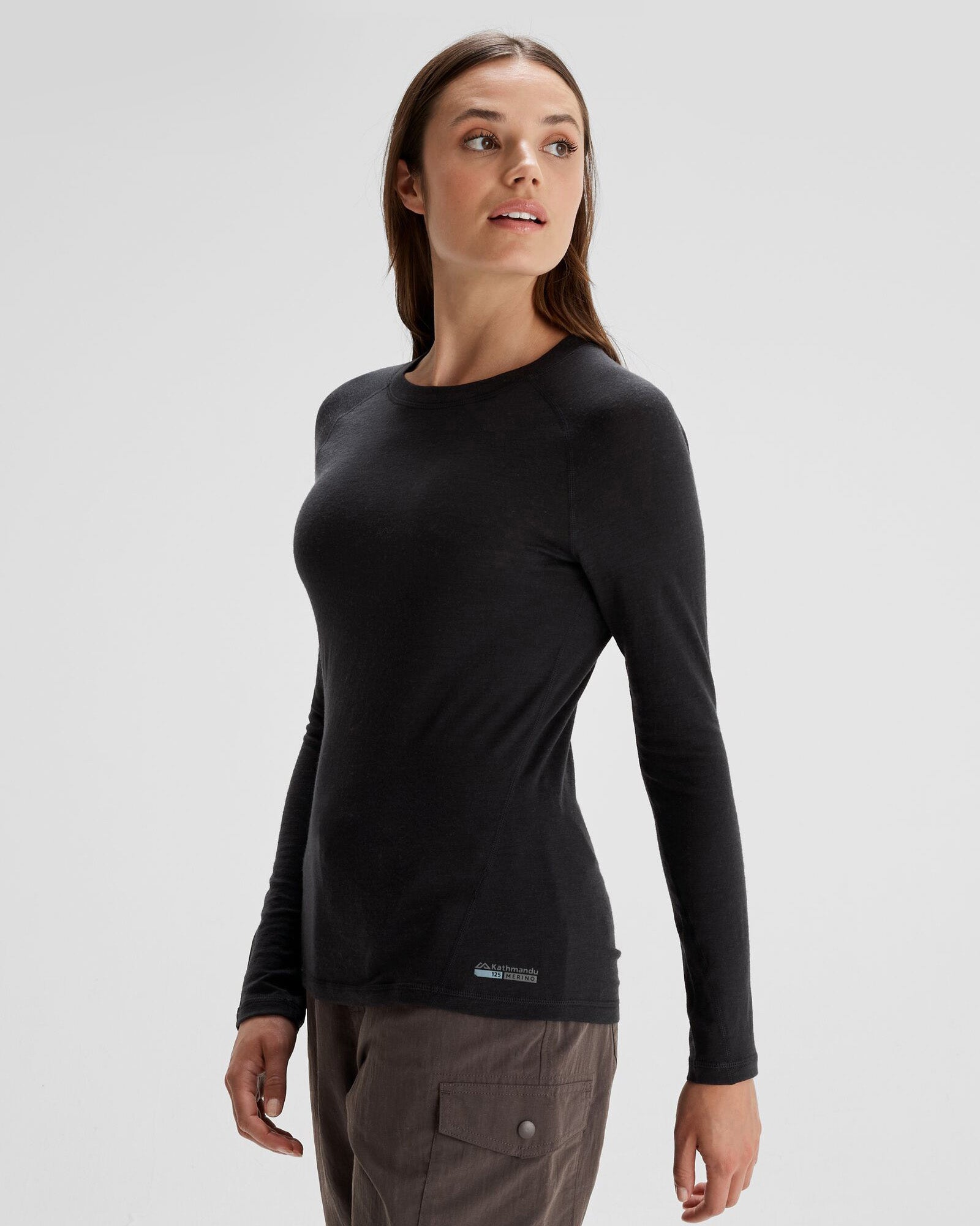 Women's K-Merino 125 Baselayer Top - Black Stingray – Kathmandu NZ