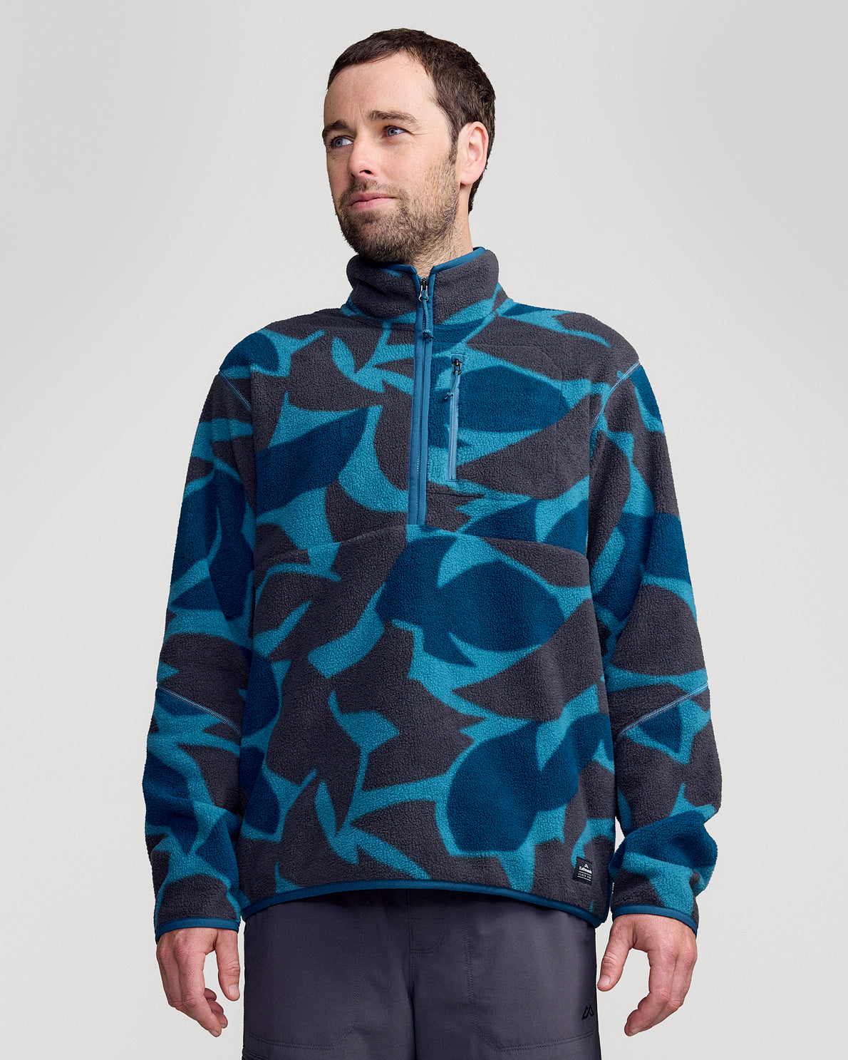 Men's Trailhead Fleece 1/4 Zip Pullover - Washed Blue Forest Floor Pri ...