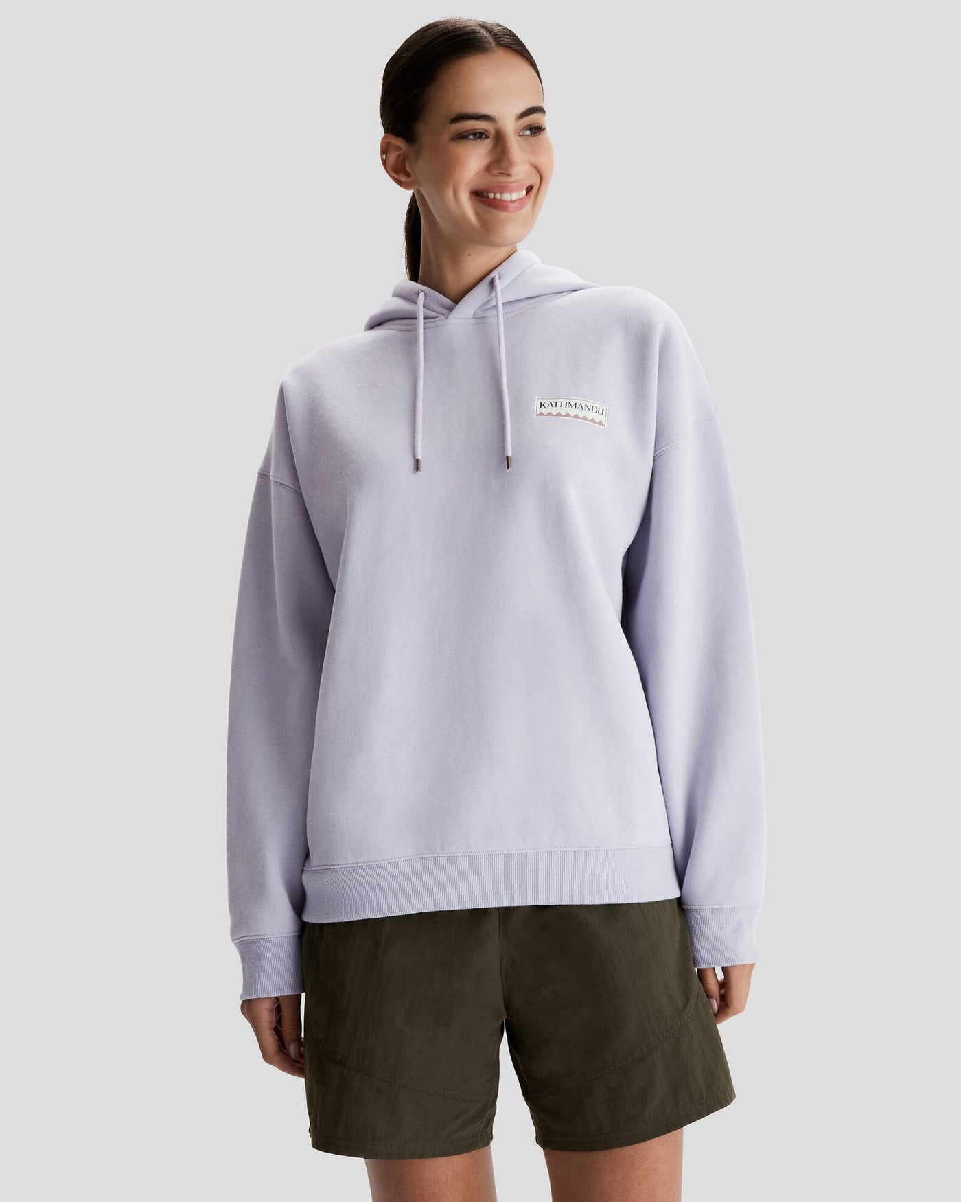 Women's Kathmandu Heritage Logo Slouchy Hoodie - Dusty Lilac – Kathmandu NZ