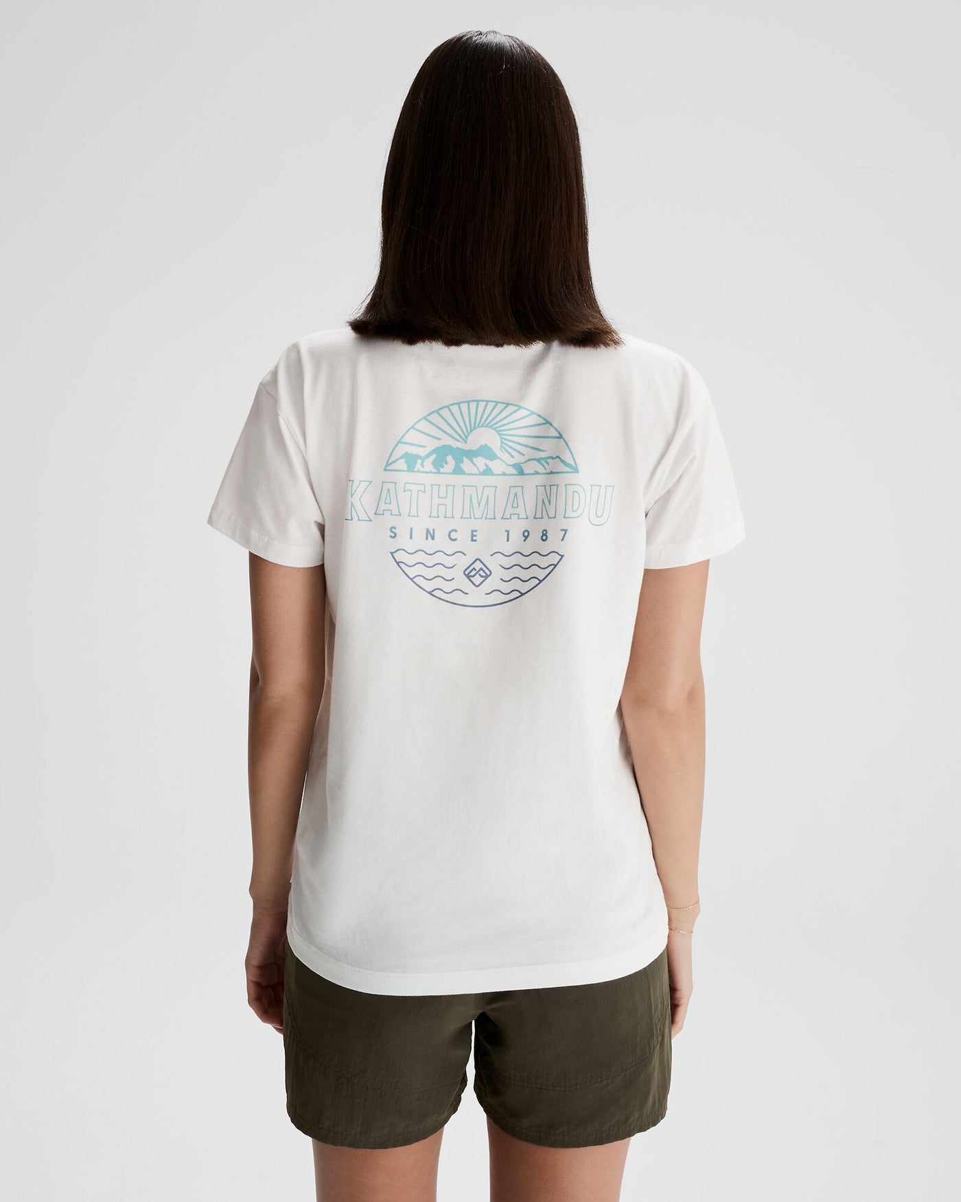 Women's Kathmandu Logo Faded Organic Cotton T-shirt - White – Kathmandu NZ