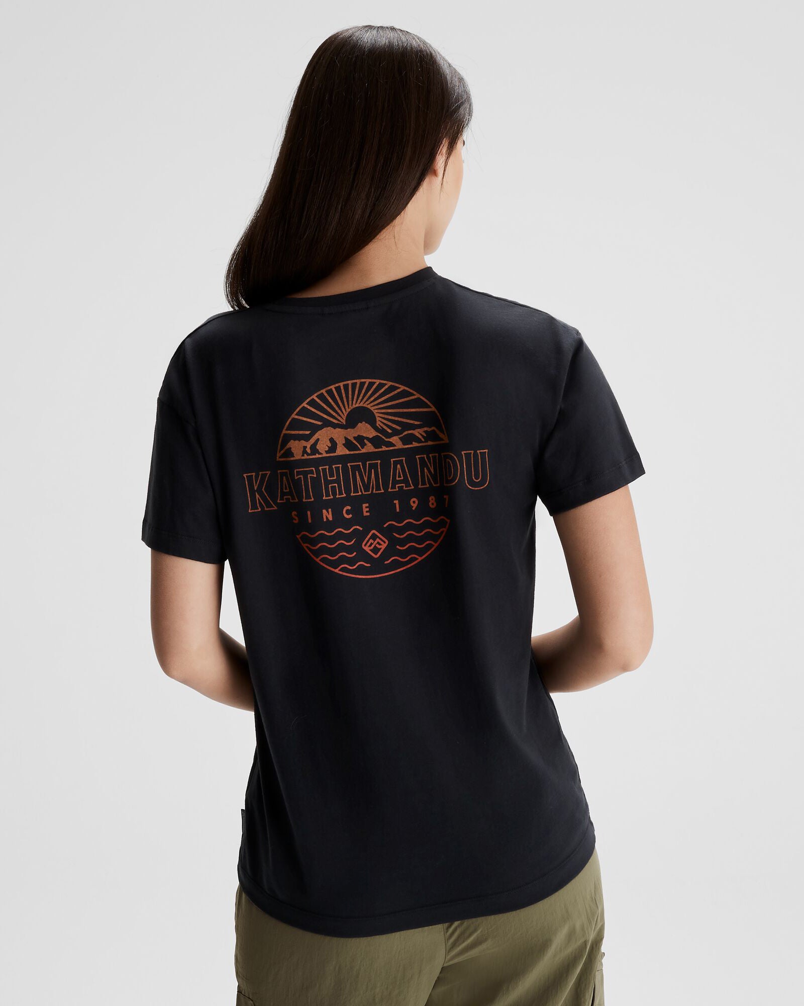 Women's Kathmandu Logo Faded Organic Cotton T-shirt - Black – Kathmandu NZ