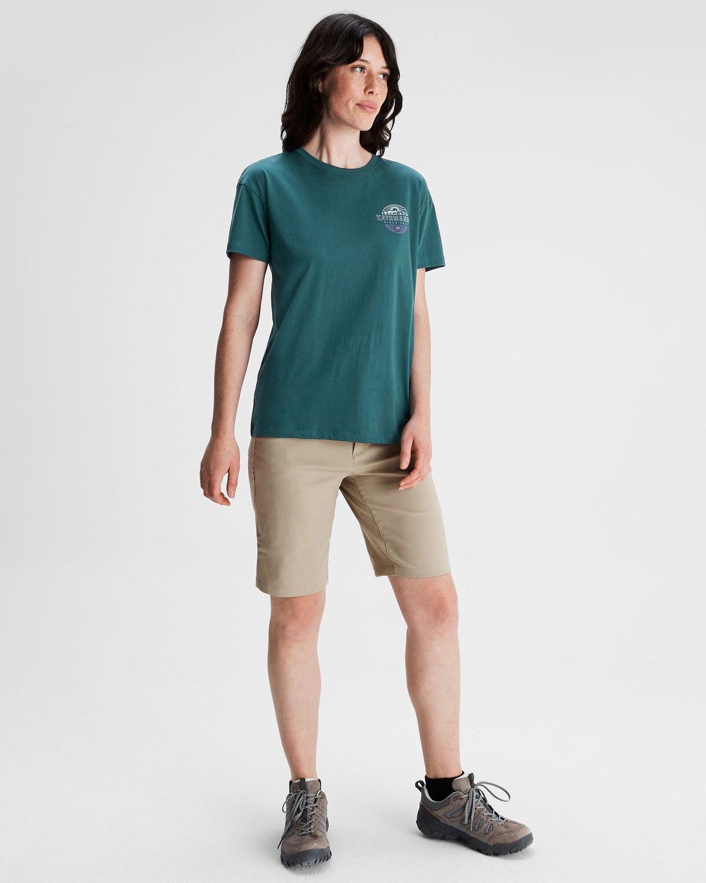 Women's Kathmandu Logo Faded Organic Cotton T-shirt - Deep Lagoon ...