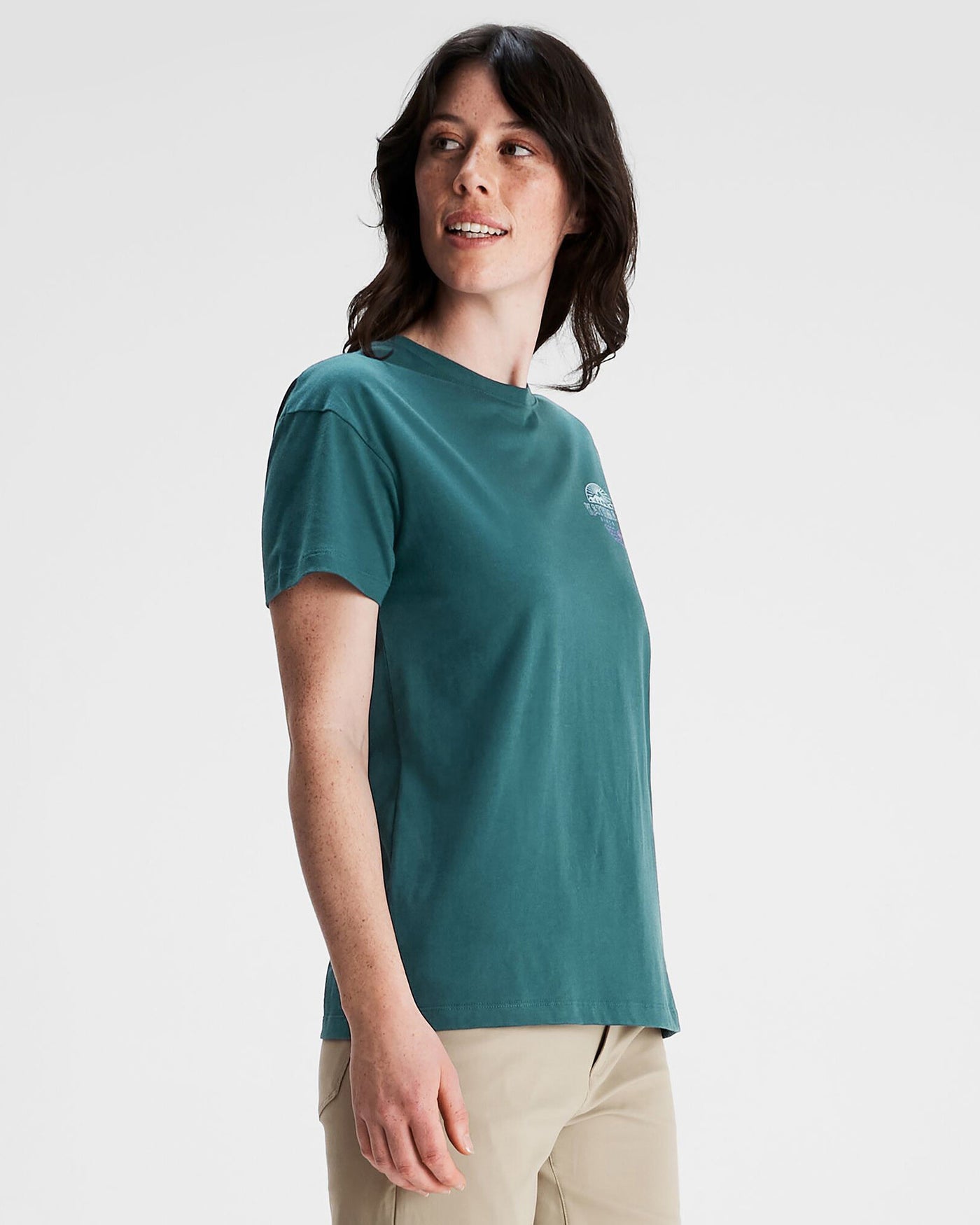 Women's Kathmandu Logo Faded Organic Cotton T-shirt - Deep Lagoon ...