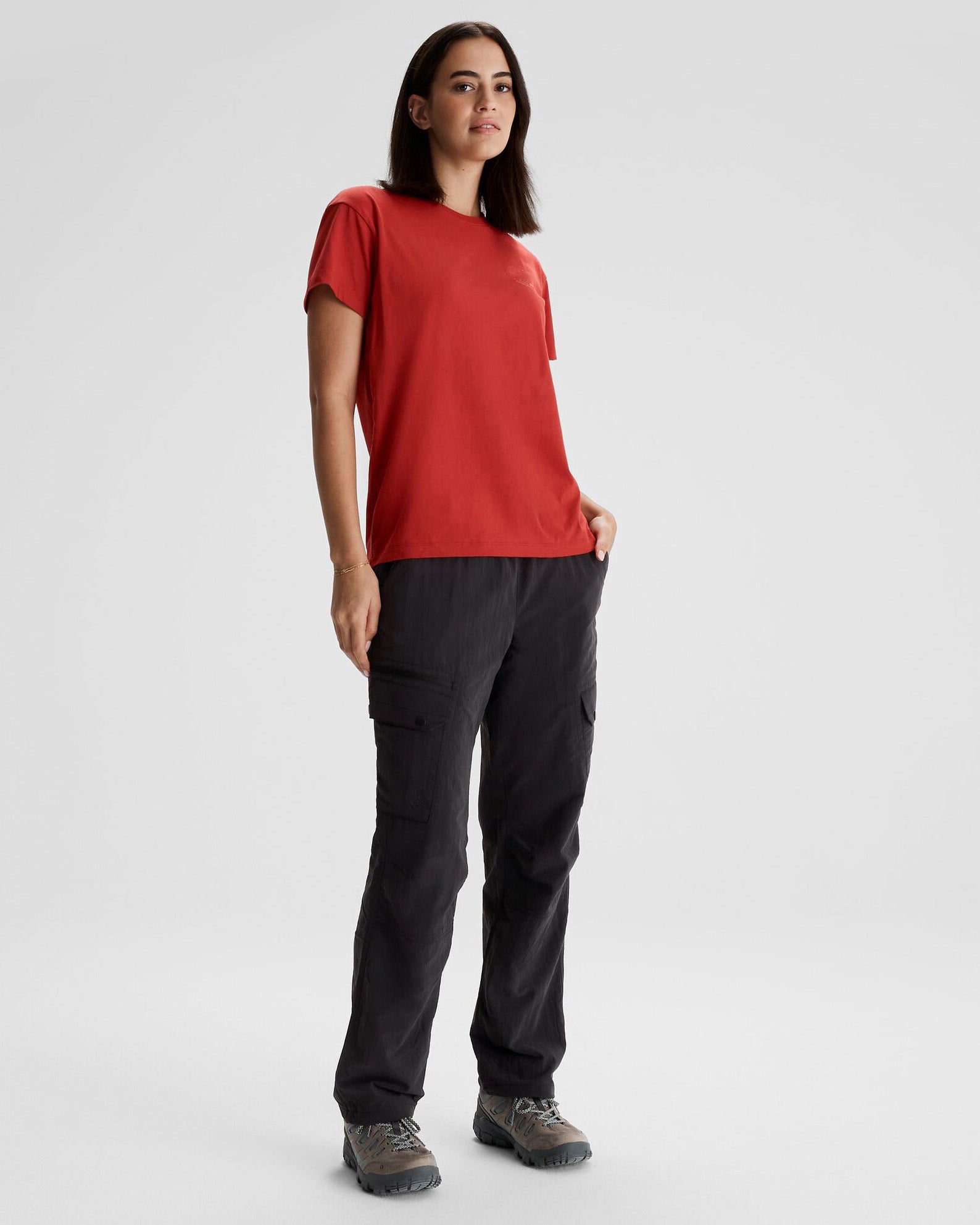 Women's Kathmandu Logo Faded Organic Cotton T-shirt - Spicy Chilli Pep ...