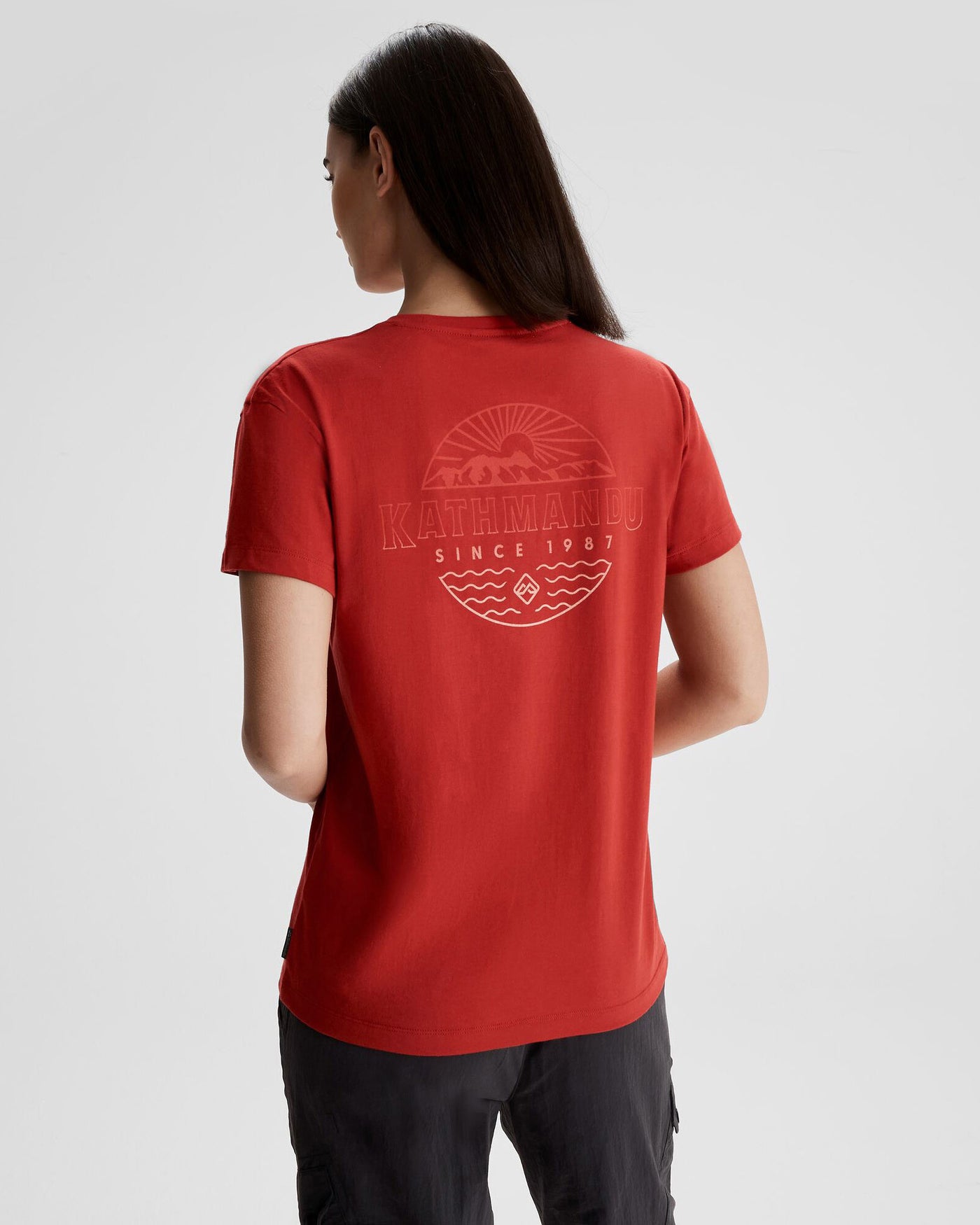Women's Kathmandu Logo Faded Organic Cotton T-shirt - Spicy Chilli Pep ...