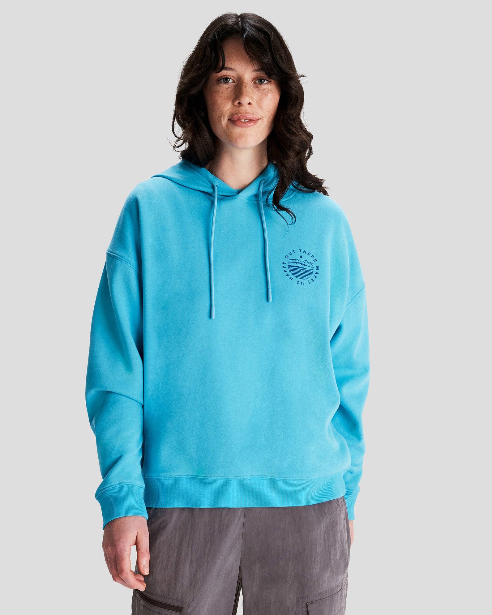 Women's OT Logo Slouchy LT BB Hoodie - Light Sea – Kathmandu NZ