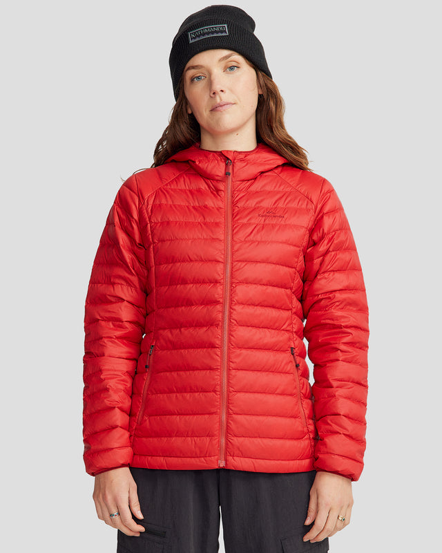 Women's Heli Down Hooded Jacket v3 - Spicy Chilli Pepper – Kathmandu NZ