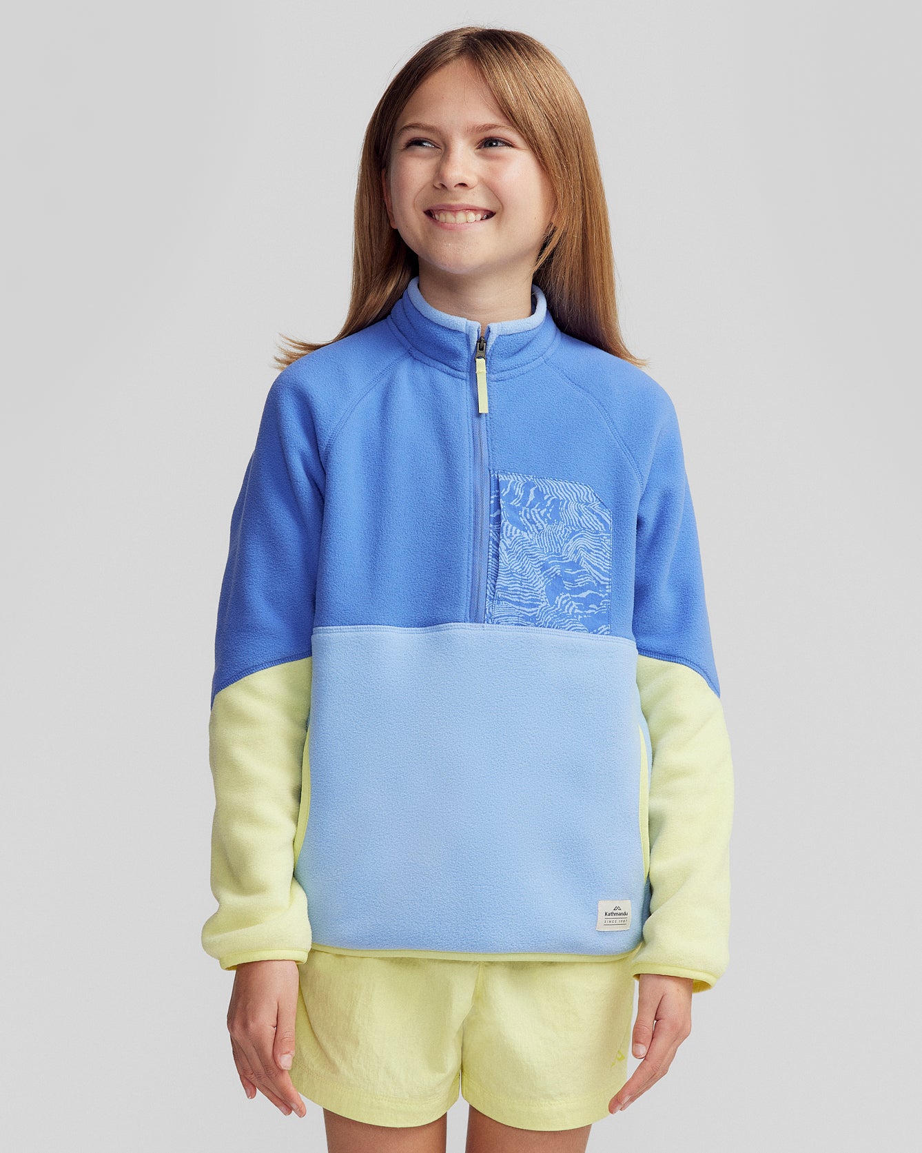 Kids’ Trailhead Fleece Lightweight Pullover - Peri/Zing – Kathmandu NZ