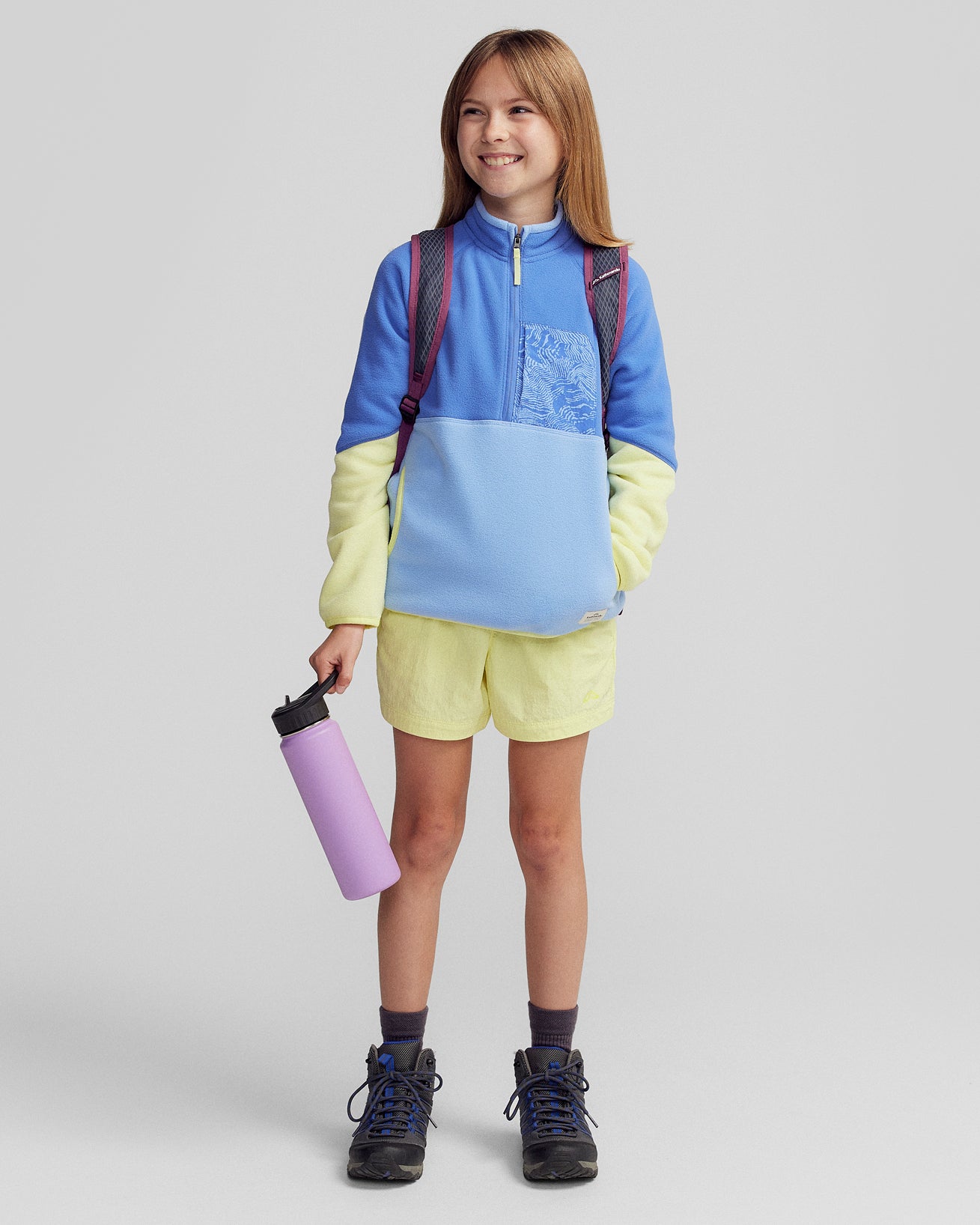 Kids’ Trailhead Fleece Lightweight Pullover - Peri/Zing – Kathmandu NZ