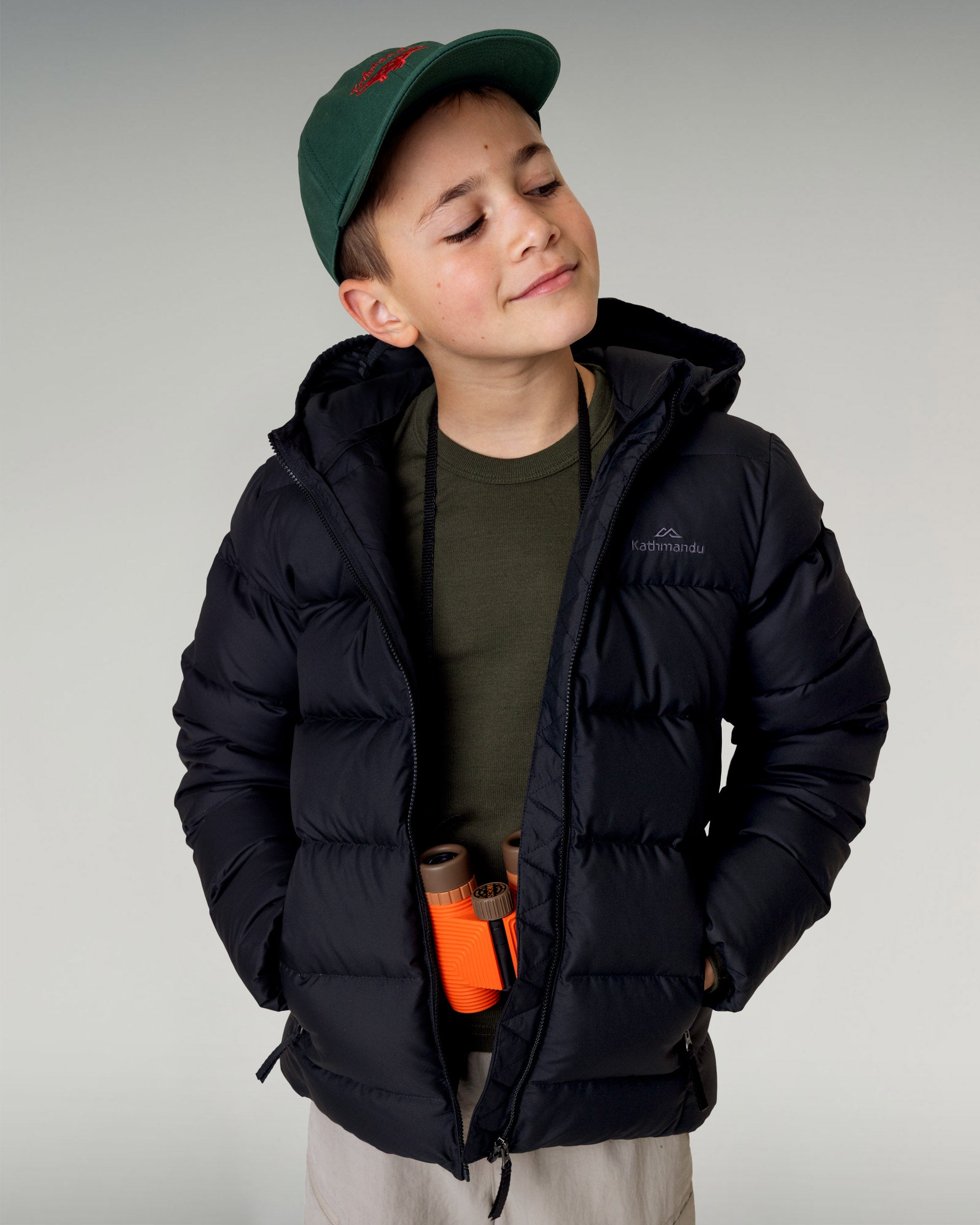 Kids' Epiq Down Hooded Jacket - Black Stingray – Kathmandu NZ