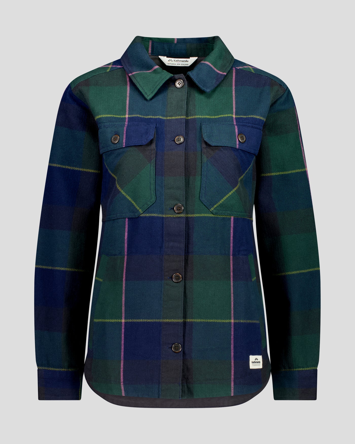 Women's Retreat Huntly Long Sleeve Overshirt - Dark Forest Plaid ...